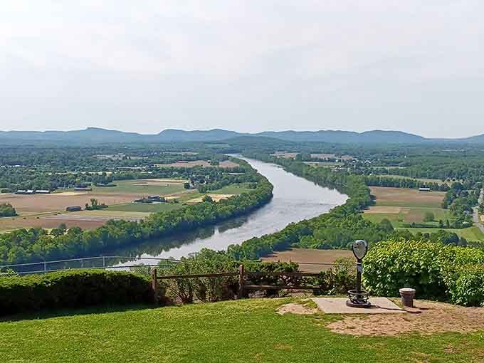 The Connecticut River Valley from Sugarloaf Mountain offers views that'll make you forget your phone exists.