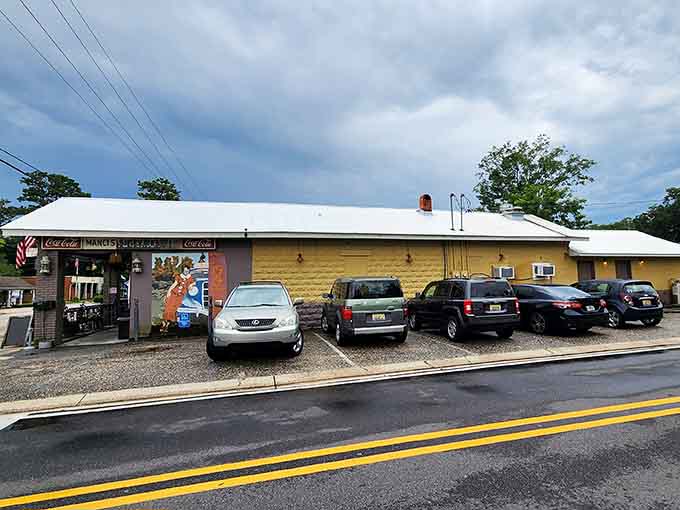 The parking lot view hints at the quirky charm waiting inside this beloved Daphne dining destination.