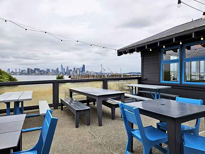 Outdoor seating where Seattle's skyline competes with your plate for attention, and honestly both win.