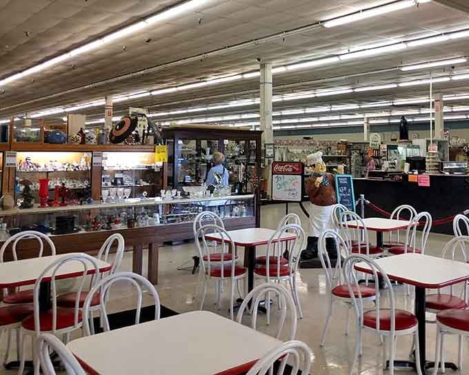 Take a breather at the dining area, because marathon antiquing requires strategic rest stops and planning.