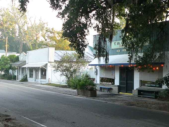 Downtown McClellanville at dusk proves that sometimes the best entertainment is simply watching a village wind down.