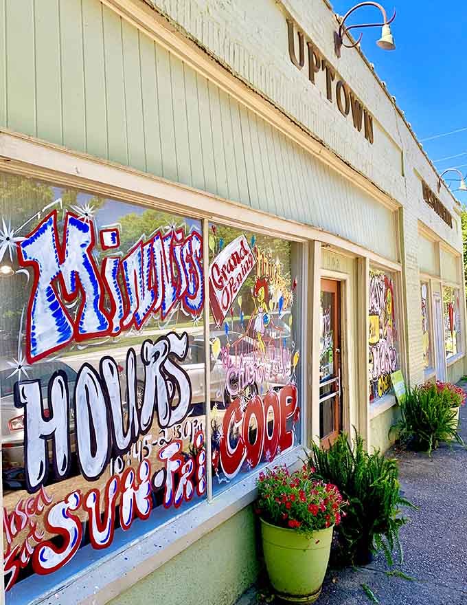 Those colorful window paintings announce what's inside better than any corporate branding consultant ever could with focus groups.