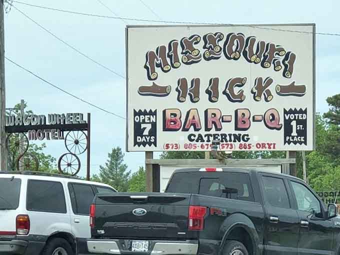 When the sign promises barbecue and catering, you know they're serious about feeding hungry people right.