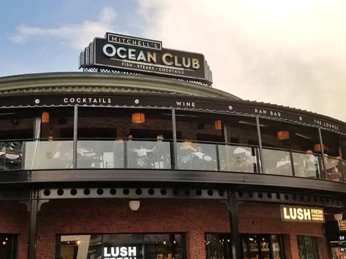 The rooftop presence announces itself boldly&mdash;Mitchell's Ocean Club doesn't whisper, it confidently declares its presence to the neighborhood.