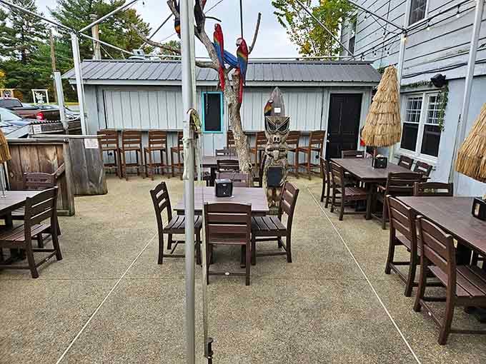 Outdoor seating where you can enjoy your ribs under the sky, weather permitting and napkins definitely required.