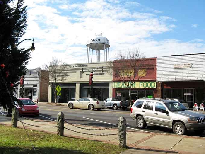 The downtown water tower stands as Monroe's beacon, guiding treasure hunters home after a successful day of antiquing adventures.