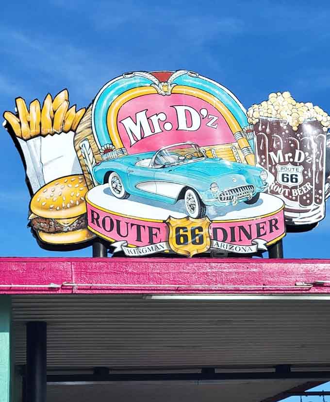 That towering sign announces burgers, shakes, and time travel &ndash; everything you need for the perfect roadside stop.