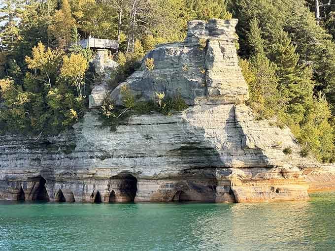 Miners Castle rises from Lake Superior like nature's own fortress, showcasing the geological drama that defines this region.