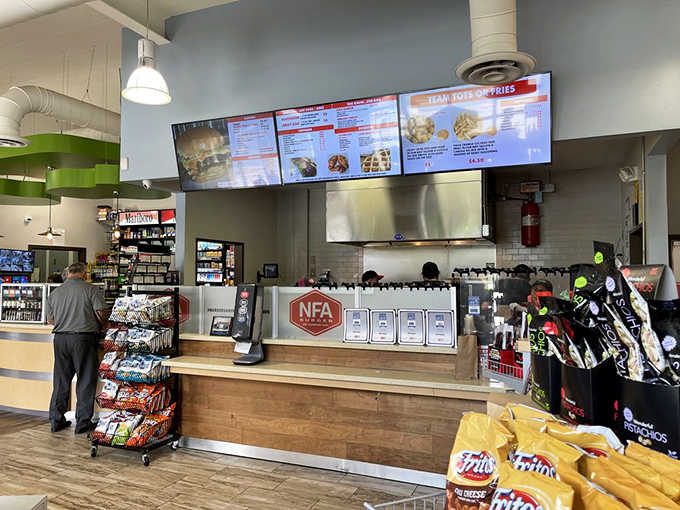 Order at the counter, grab your number, and prepare for burger magic to happen right before you.