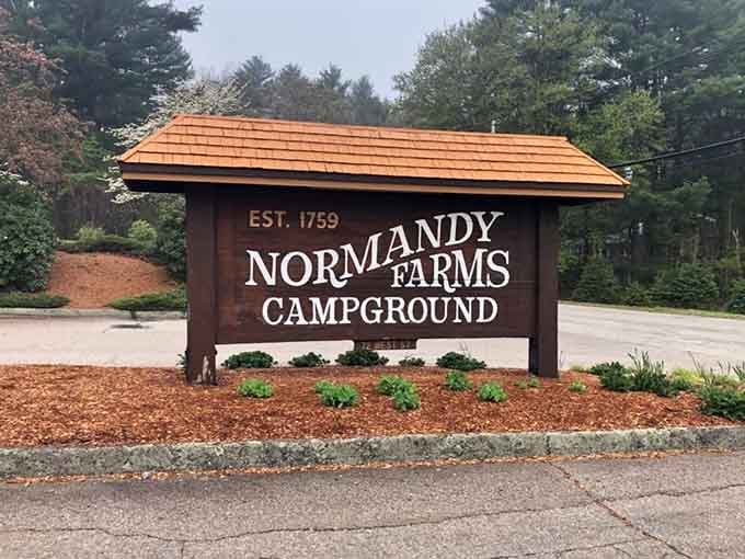 The entrance sign welcomes you to a place that's been perfecting the camping experience since before camping was cool.