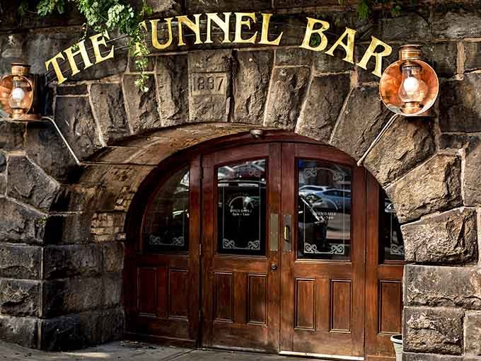 Historic tunnel entrances hint at the kind of atmospheric drinking establishments where character matters more than craft cocktail trends.