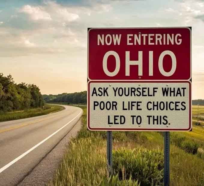 Even the joke signs can't diminish the genuine pride Ohioans feel when they see those four letters welcoming them back home again.