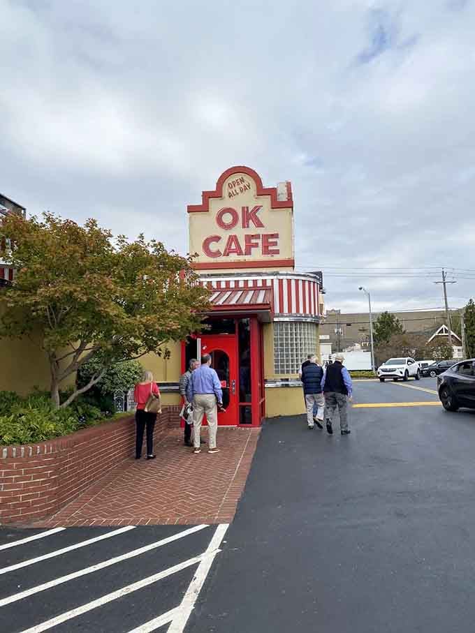 The entrance beckons with vintage charm, inviting you to step back in time for a memorable meal.