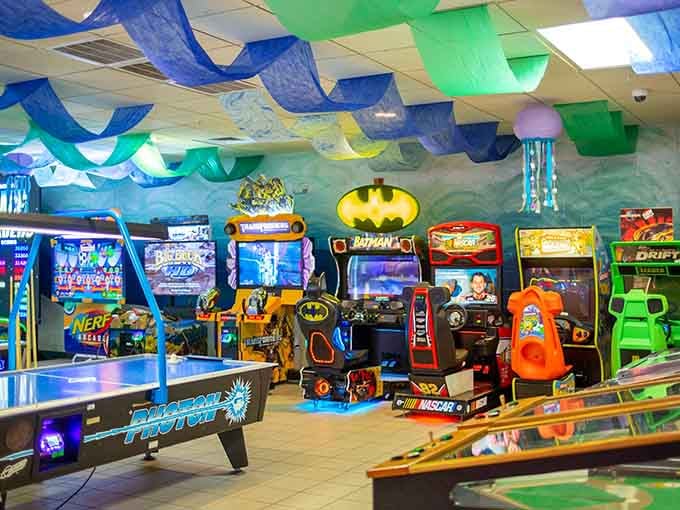 The arcade keeps kids entertained on rainy days, giving parents that precious coffee-and-conversation time they desperately need.