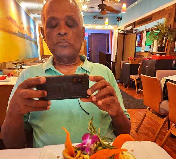 When you're so excited about your meal that you need photographic evidence before the first bite disappears forever.