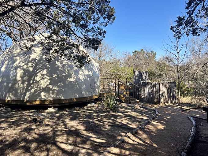 Canvas yurts add even more variety to this treehouse village, proving luxury comes in many delightful shapes.