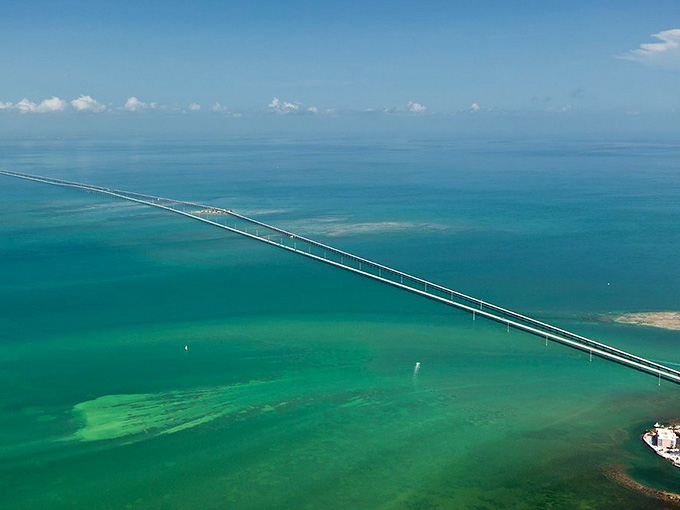 From above, Seven Mile Bridge looks like someone drew a perfectly straight line and decided water wouldn't stop their architectural ambitions.