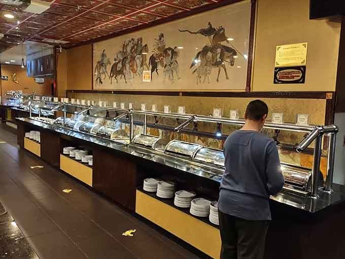 The buffet stretches out with impressive variety, presenting you with decisions that are simultaneously wonderful and slightly overwhelming.