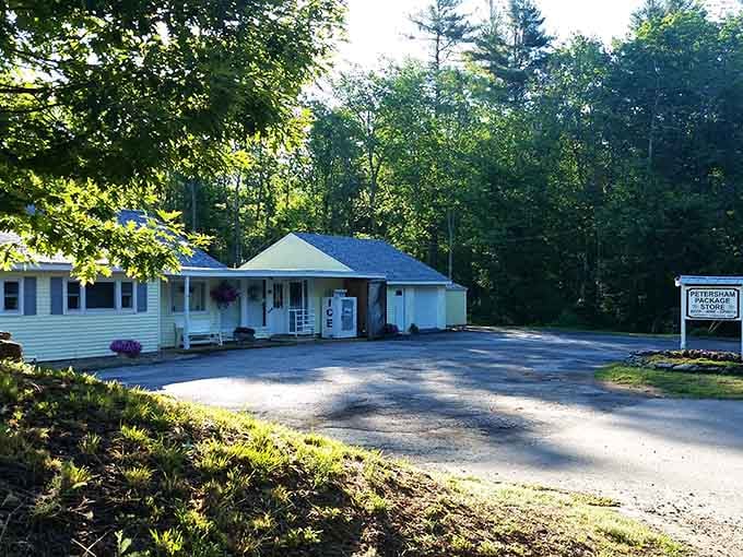 The Petersham Package Store sits ready to supply your weekend needs in proper New England fashion.
