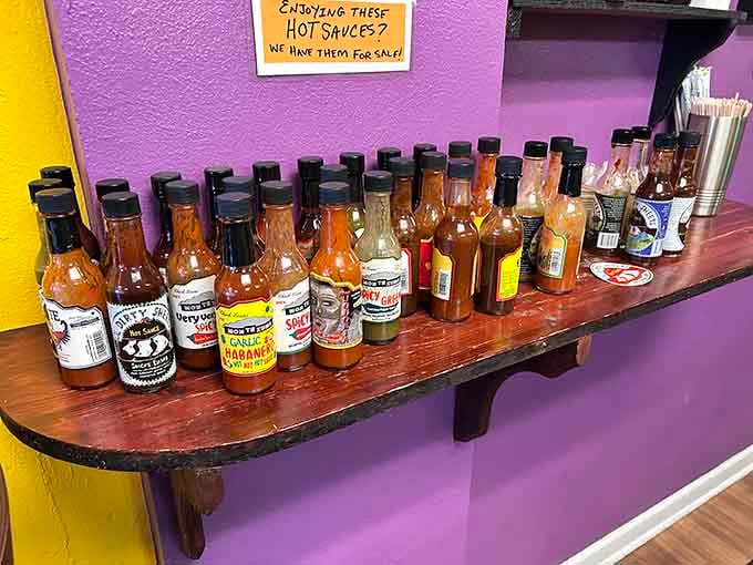 A hot sauce lineup that would make any spice enthusiast weep tears of joy—the good kind of tears, obviously.