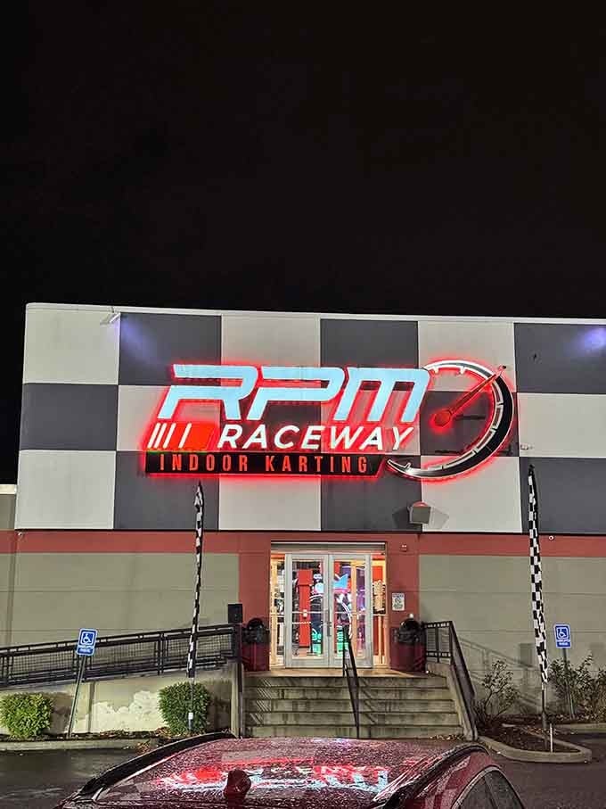 Even at night, that illuminated sign beckons like a lighthouse for anyone craving an adrenaline fix.