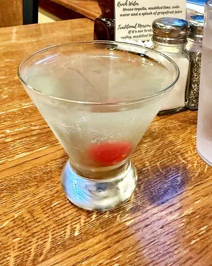 A martini so clear and inviting it looks like liquid relaxation served in a very sophisticated glass.