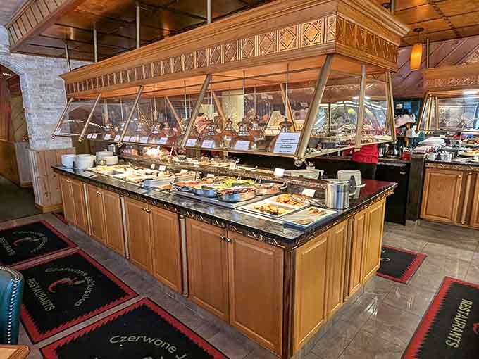 The buffet stretches out like a delicious promise, inviting you to make multiple trips without shame.