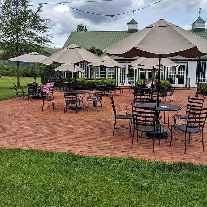 Outdoor seating lets you enjoy your meal with fresh air and golf course views included.