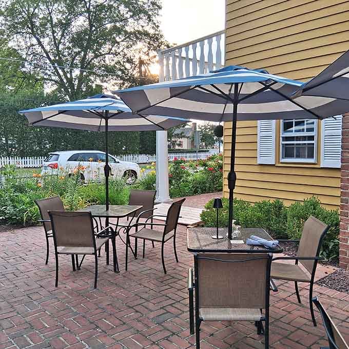 Outdoor tables with umbrellas for when you want your meal with a side of fresh air and sunset.