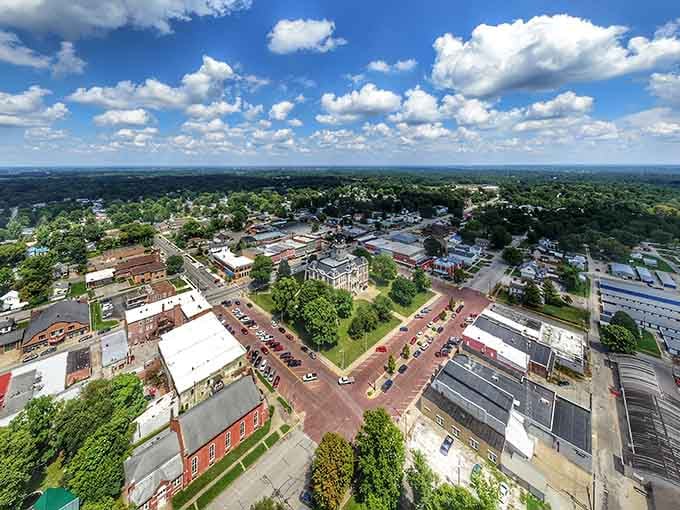 From above, Rockville spreads across the landscape like a well-planned community that actually worked out perfectly.