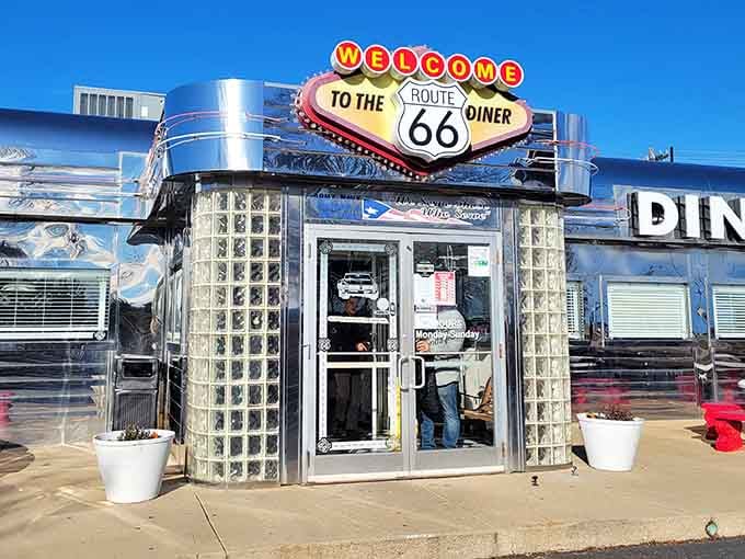 The entrance welcomes you with vintage Vegas-style flair, minus the slot machines and regret.