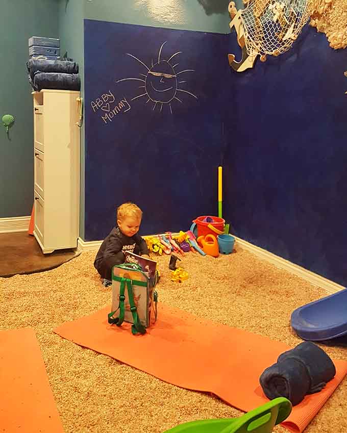 Even the littlest visitors find their happy place at Royal Salt Cave & Spa's kid-friendly area with beach-themed walls and entertainment options.