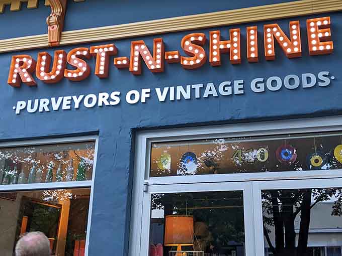 "Purveyors of Vintage Goods" might be the most honest and charming store description ever written in neon lights.