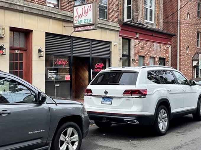 Street parking fills up fast because word travels when you're serving some of Connecticut's finest pies.