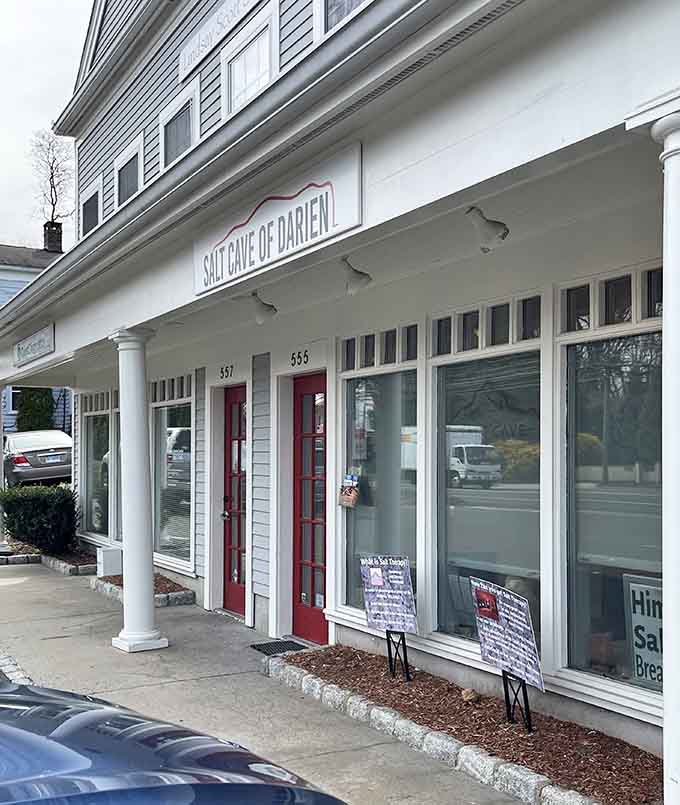 The unassuming exterior hides one of Connecticut's most unique wellness experiences&mdash;no mountain climbing required here.