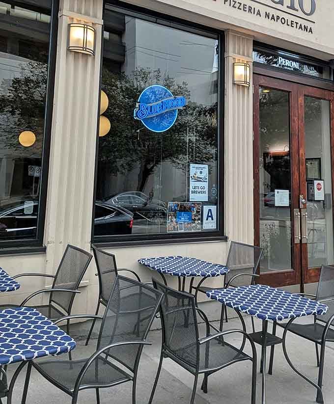 Outdoor seating lets you enjoy your pizza al fresco, because good weather and great food belong together.