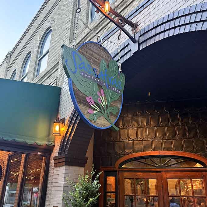 That hand-painted sign featuring the sassafras plant tells you this place takes its namesake and its Southern roots seriously.