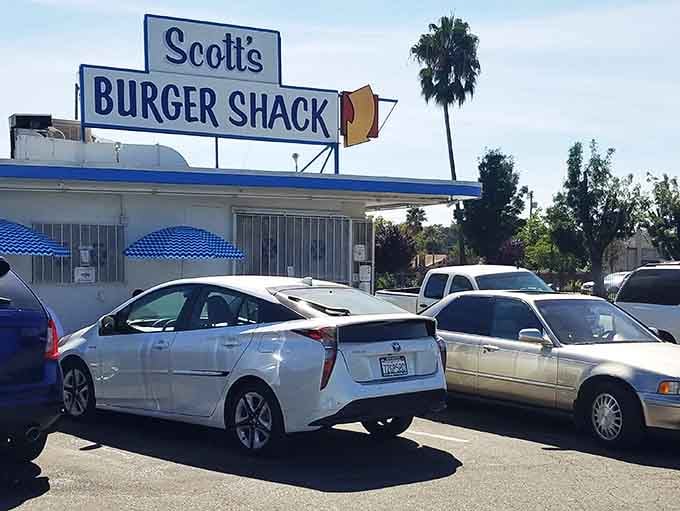 The parking lot tells the story: locals and visitors alike know exactly where to find burger perfection.
