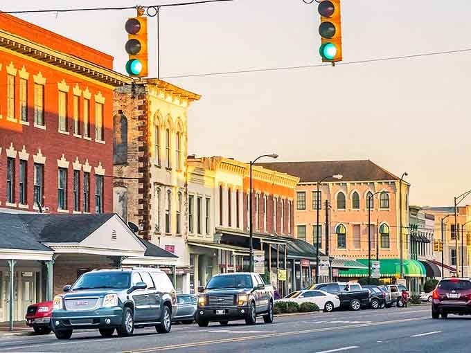 Downtown Selma at dusk looks like every small American town should: welcoming, walkable, and wonderfully unhurried by modern standards.