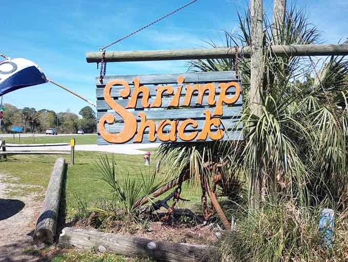 This roadside sign has been guiding hungry travelers to seafood paradise for decades now.
