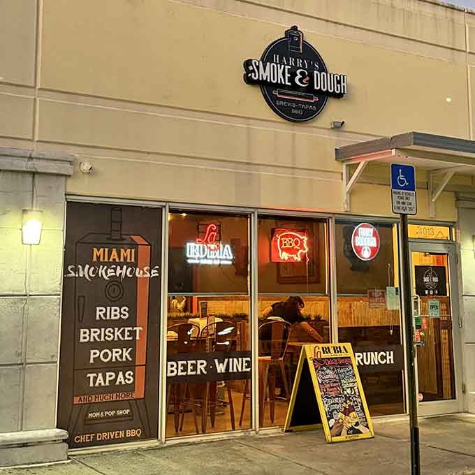 The neon signs in the window aren't subtle, but then again, neither is really good barbecue.