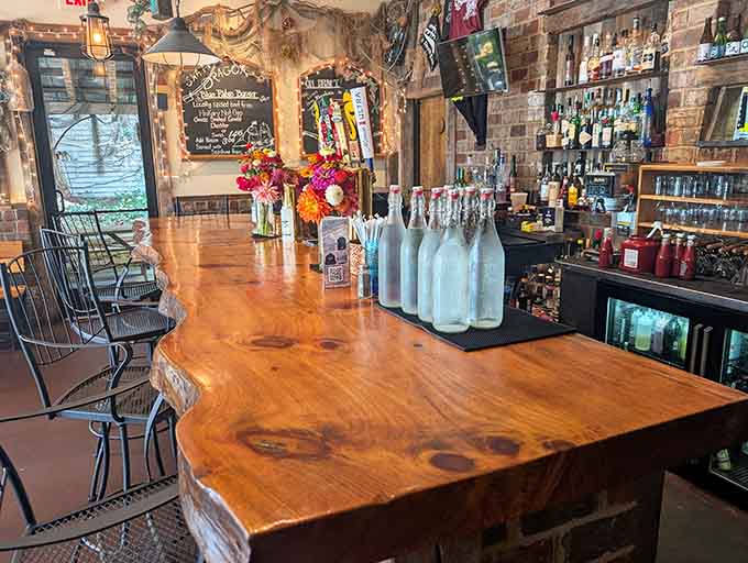 The bar beckons with bottles and warmth, ready to pour whatever suits your mountain mood tonight.