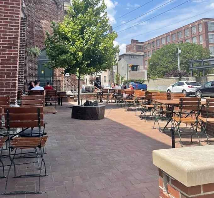 The outdoor patio offers a completely different vibe, where you can enjoy your beer under open skies and sunshine.