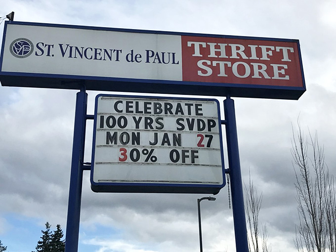 Even the signage celebrates special sales, because saving money on already-low prices is always worth announcing.