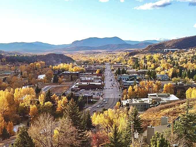 Steamboat sprawls across the valley in autumn gold, looking exactly like retirement should feel every day.