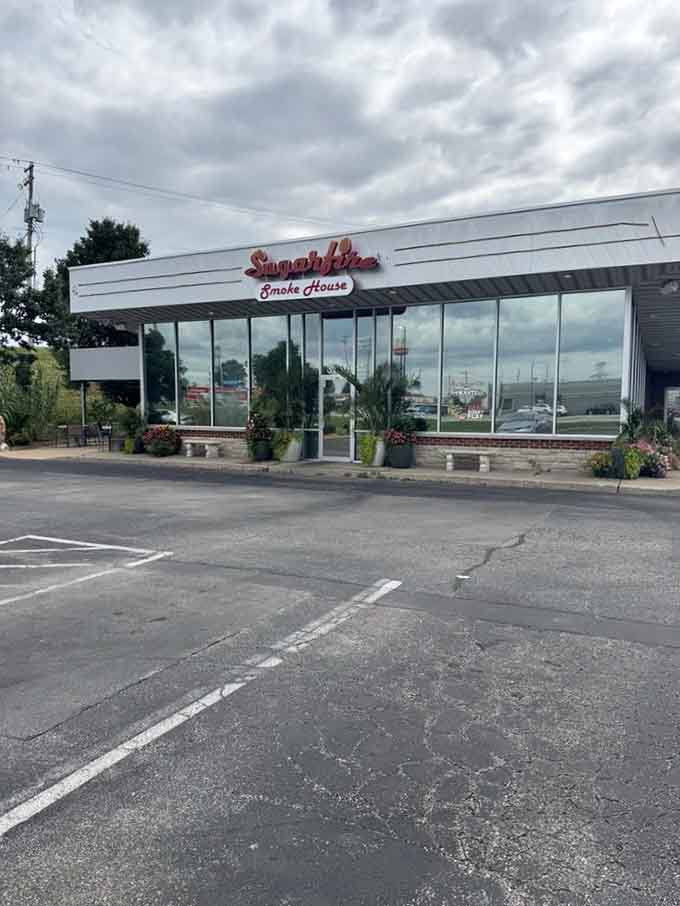 The storefront sits ready and waiting, a promise of smoky goodness just beyond those doors on any given day.
