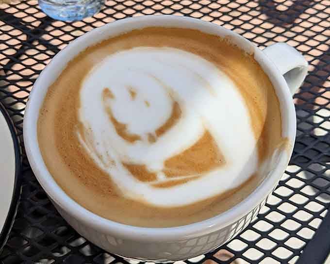 Latte art so pretty you'll feel guilty drinking it, but you'll get over that quickly enough.