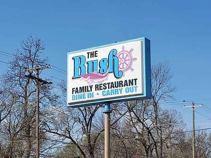 That nautical wheel on the sign hints at adventure, though the real journey happens inside with every oversized sandwich.