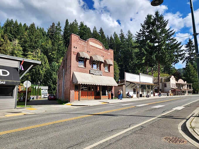 This charming small-town street scene is your first clue that something special awaits inside that brick building.