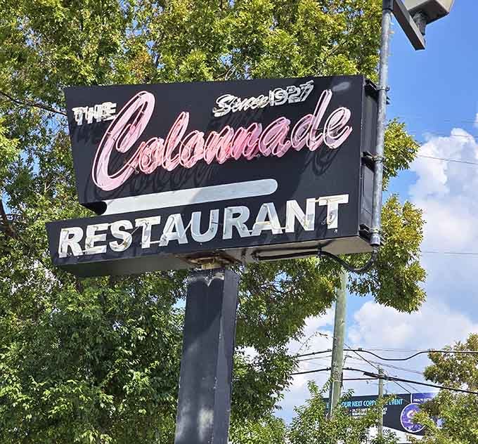 That vintage sign has been beckoning hungry souls since before food photography was even a thing people did.